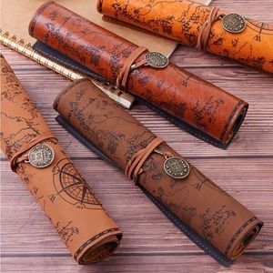 Art | Pencil Or Paint Brush Travel Case With Map And Compass Design ...